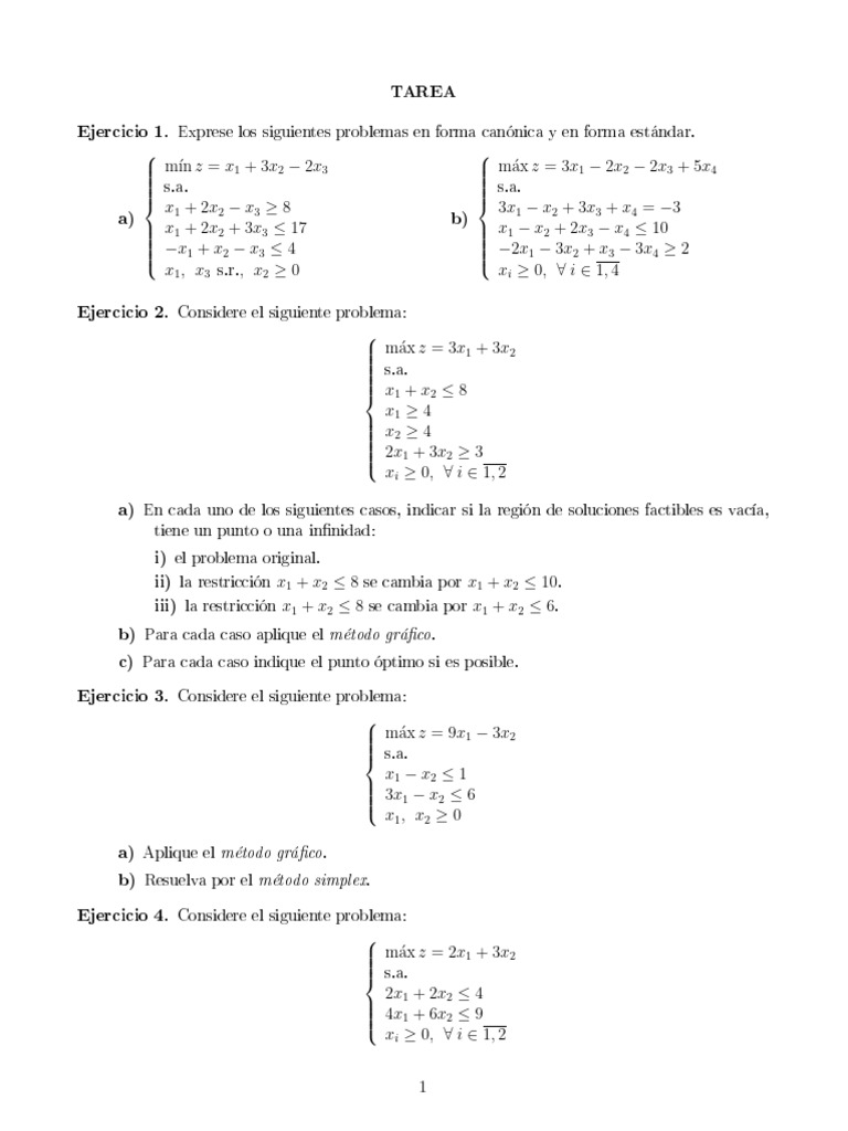 Tarea Progrmacion Lineal | PDF | Algoritmos y Estructuras de Datos | Análisis matemático