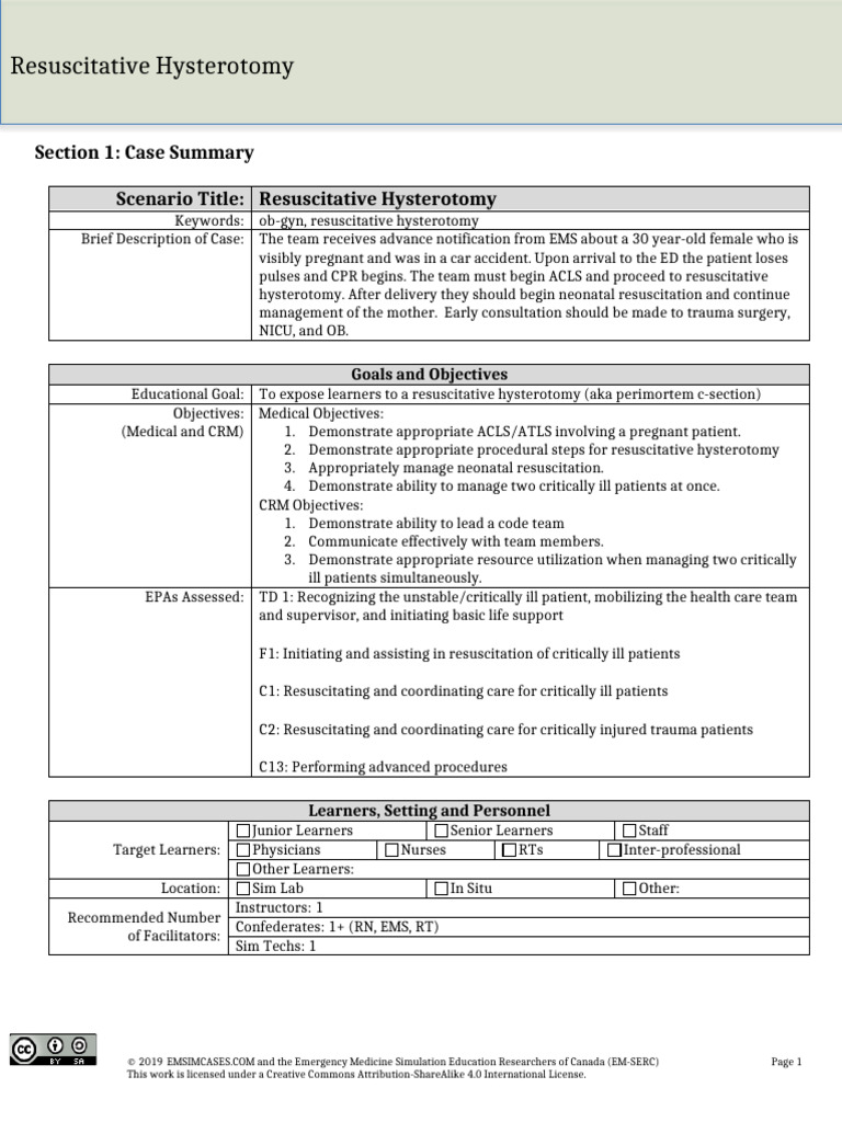 Resuscitative Hysterotomy | PDF | Cardiopulmonary Resuscitation ...