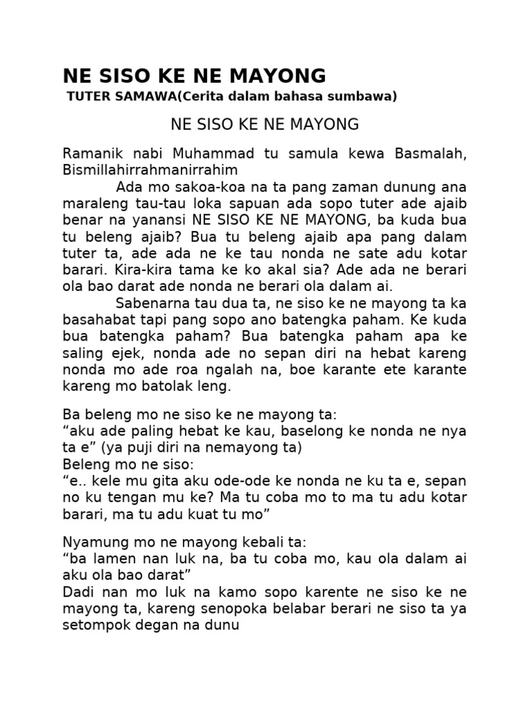 Tuter Samawa: Cerita dan Hikmah | PDF