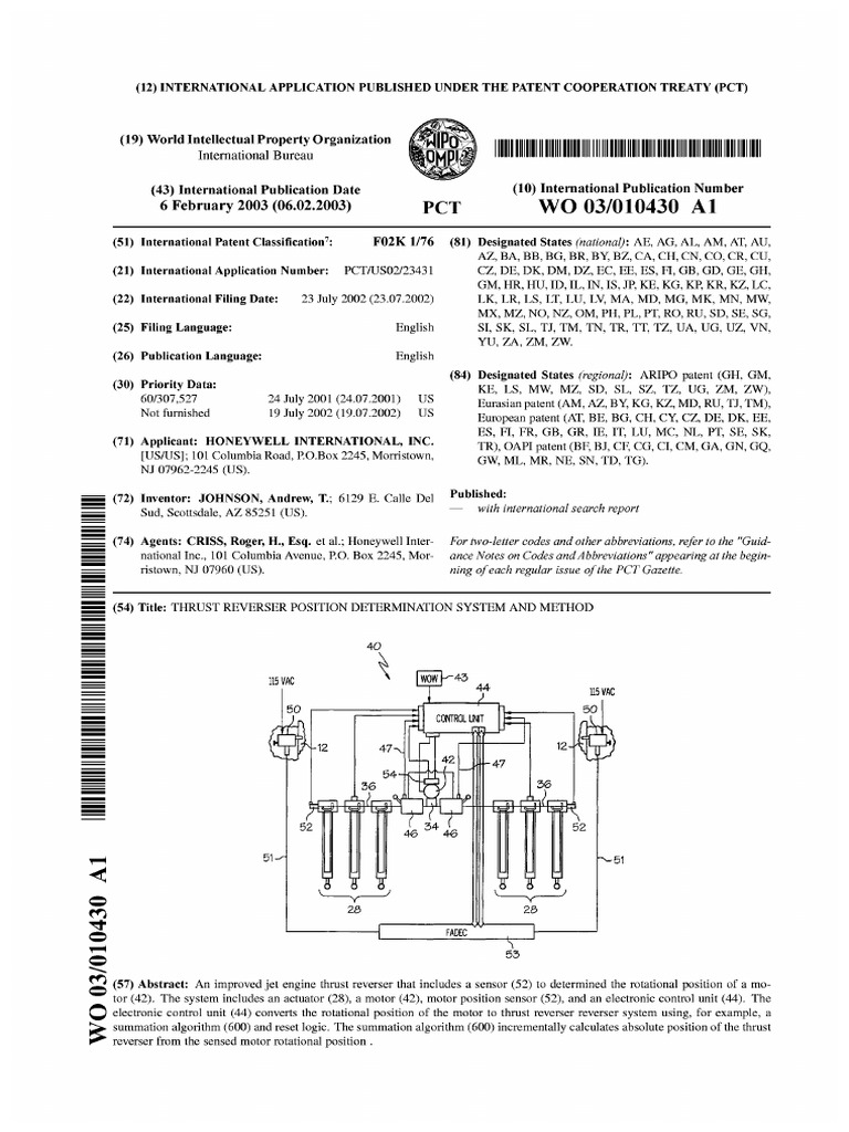 (A40) (Patent) Thrust Reverser Position Determination System and Method ...