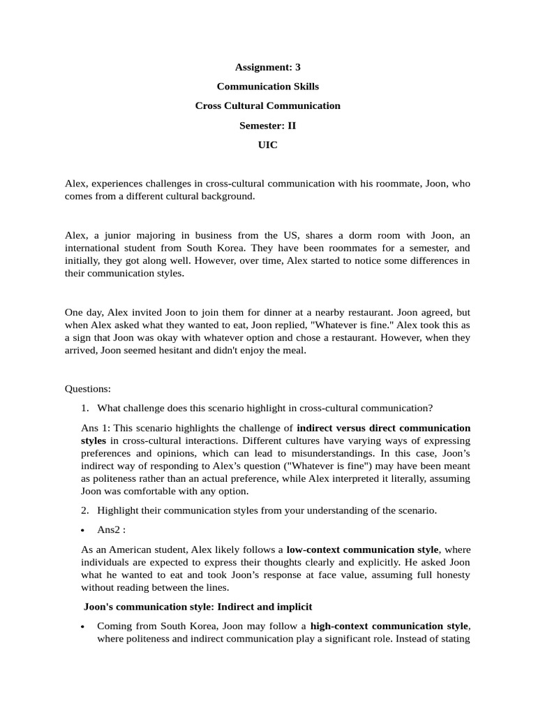 Assignment Cross Cultural Comm Nishant | PDF | Communication | Learning