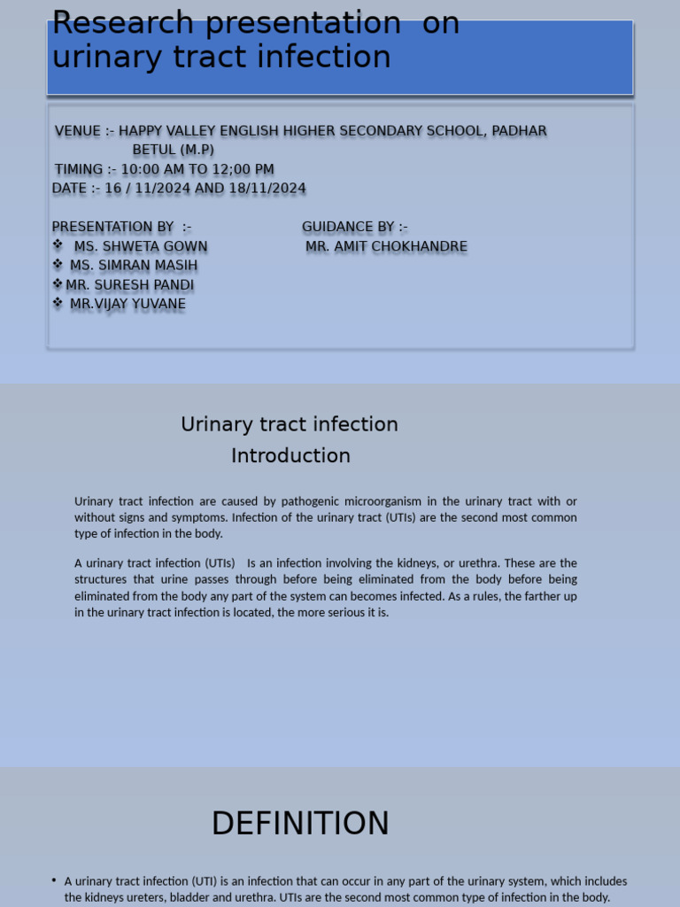 Urinary Tract Infection Research Presentation | PDF | Urinary Tract ...