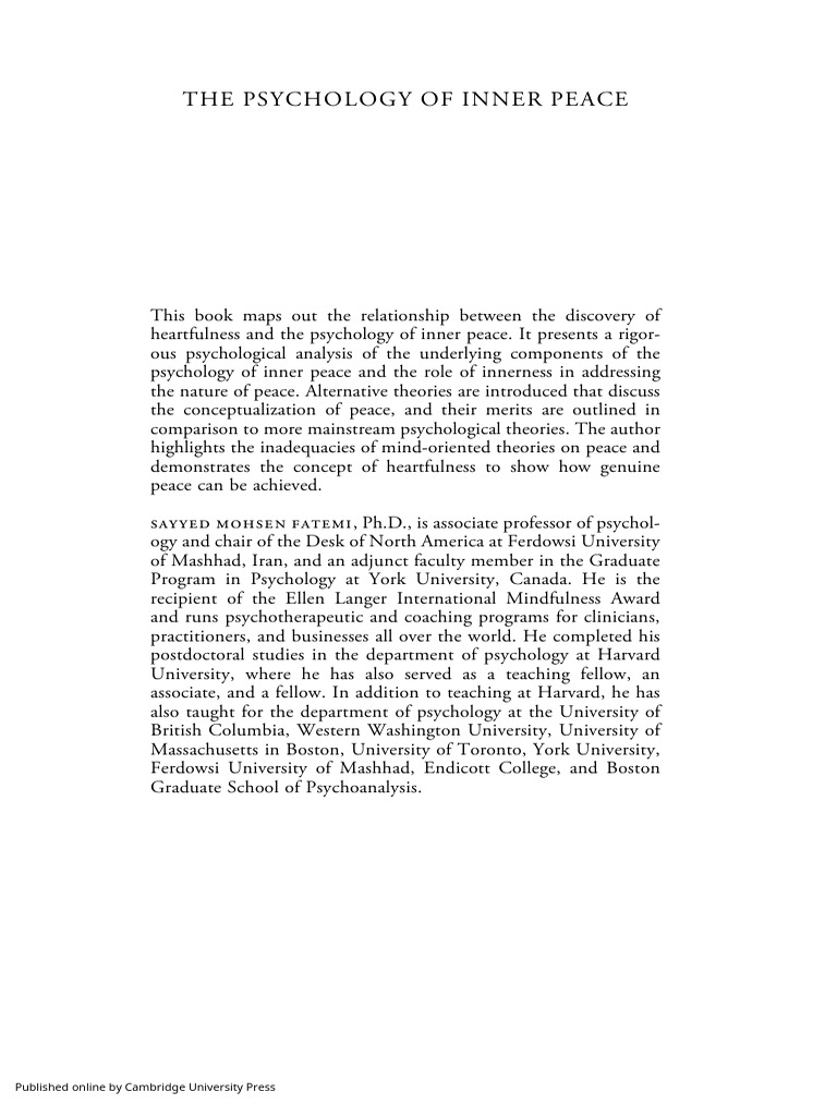 The Psychology of Inner Peace | PDF | Attachment Theory | Psychoanalysis