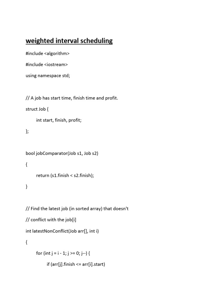 Optimal Profit in Weighted Job Scheduling | PDF