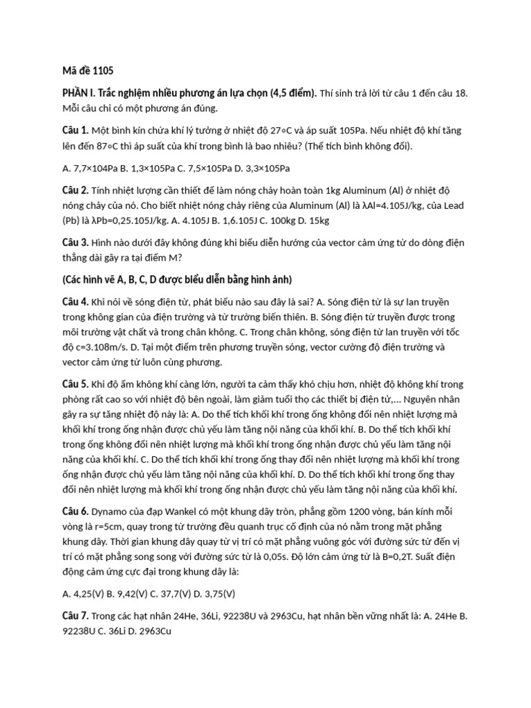 Mã đề 1105 | PDF