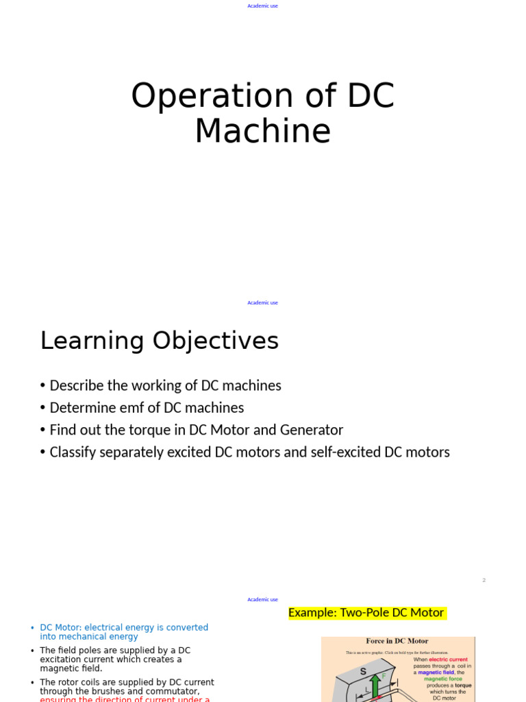Handout 9 Operation of DC Machines | PDF | Electric Motor | Electric Generator
