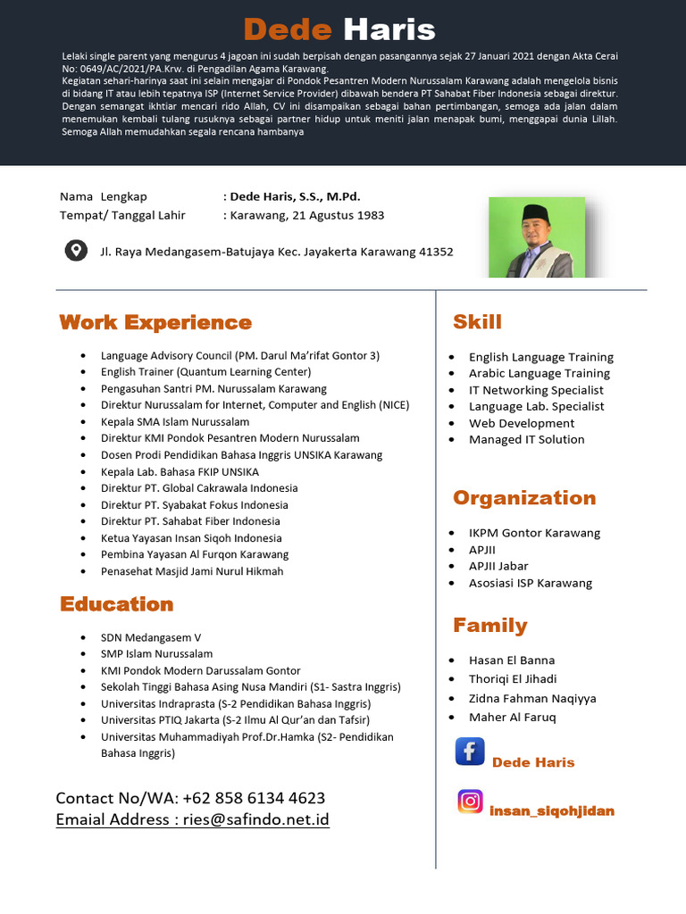 CV Dede Haris Terbaru 2025 | PDF