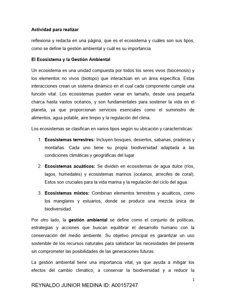 Reynaldo Junior Medina Entregable Definir | PDF | Ecosistema | Entorno ...