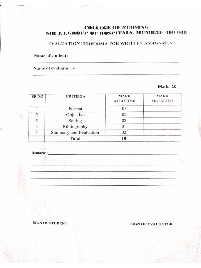 Evaluation Form 5th Sem | PDF