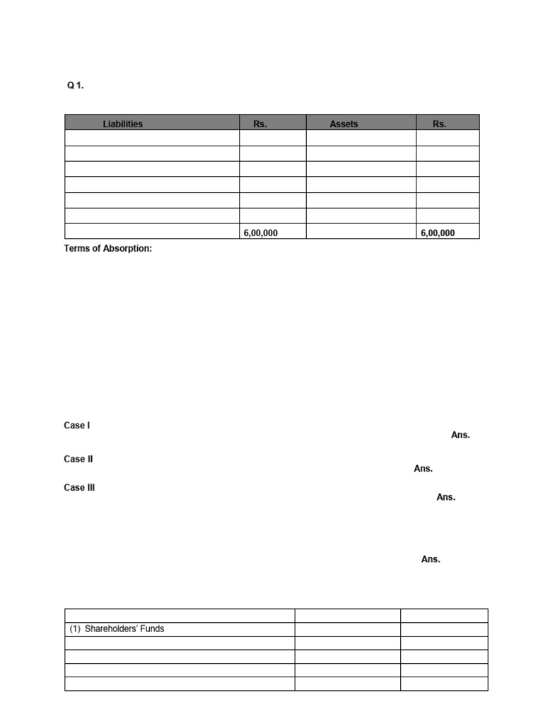 Amalgamation Case Studies and Solutions | PDF | Equity (Finance) | Book ...