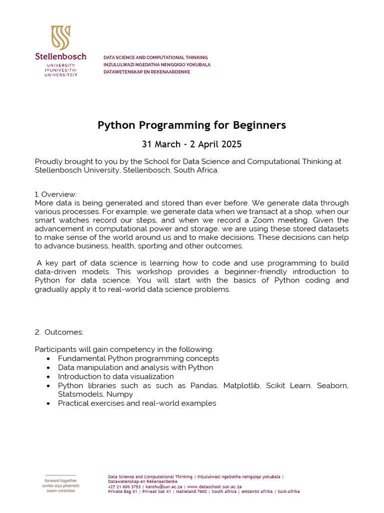 SUN Data Python For Beginners | PDF | Data Science | Data