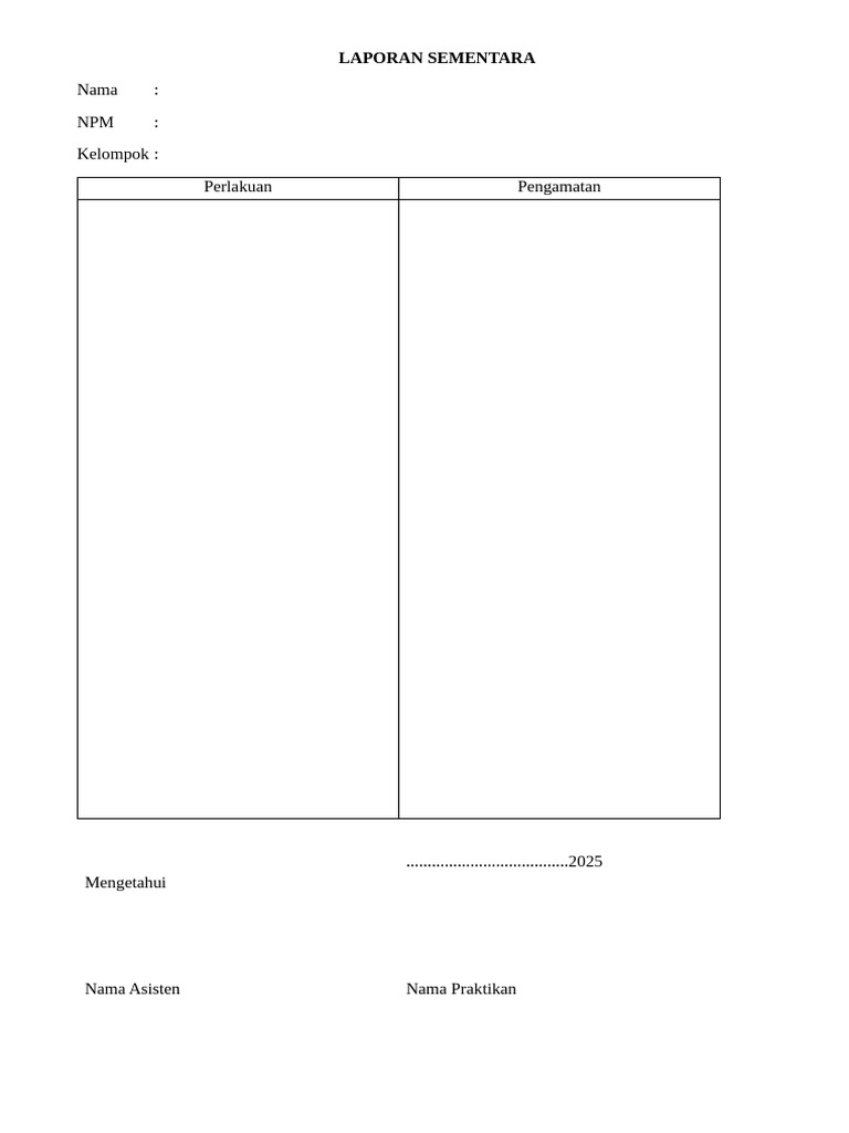 Laporan Sementara | PDF