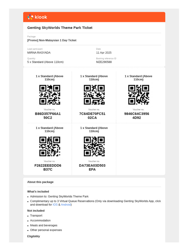 Ticket Skyworld Theme Park (11:04:25) | PDF | Identity Document