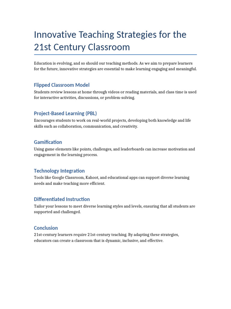 Innovative Teaching Strategies | PDF
