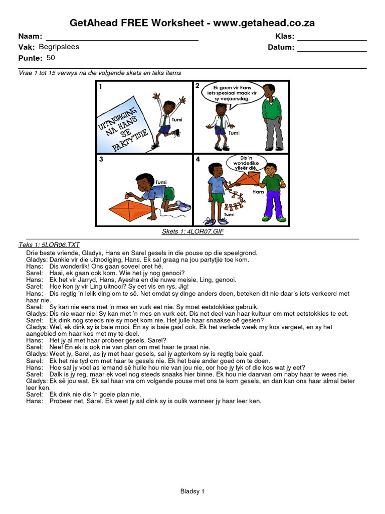 Grade5 Afrikaans Begripslees | PDF