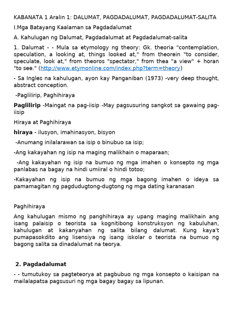 KABANATA 1 Aralin 1 DALUMAT | PDF