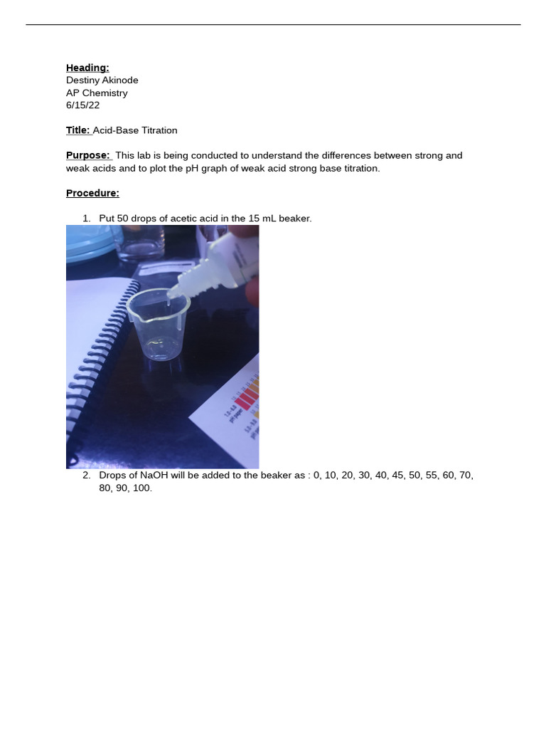 Acid Base Titration Lab.docx | PDF | Acid | Buffer Solution