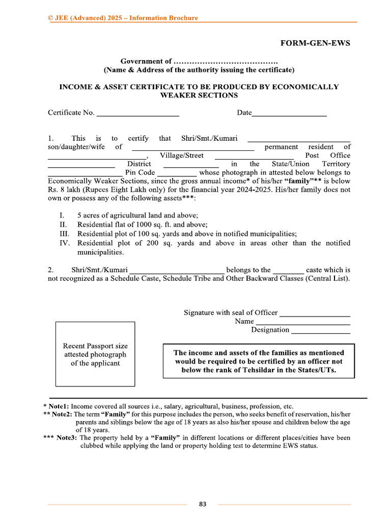 EWS Formate in English | PDF