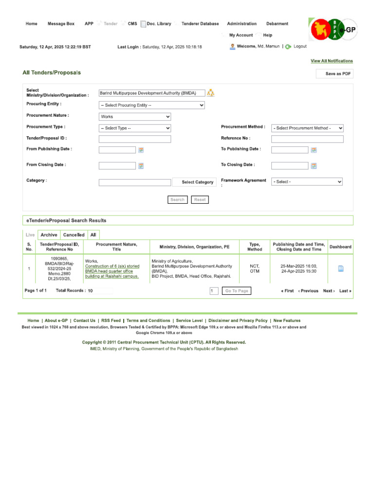 Tender Notice BMDA | PDF