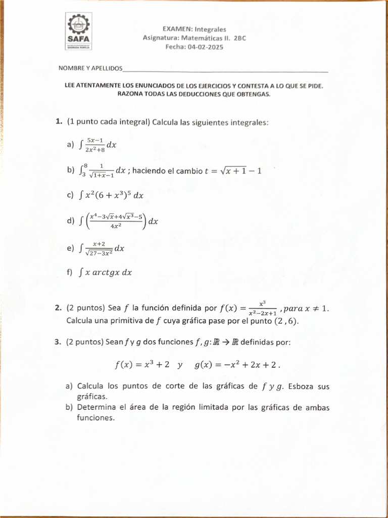 Examen Integrales Resuelto | PDF