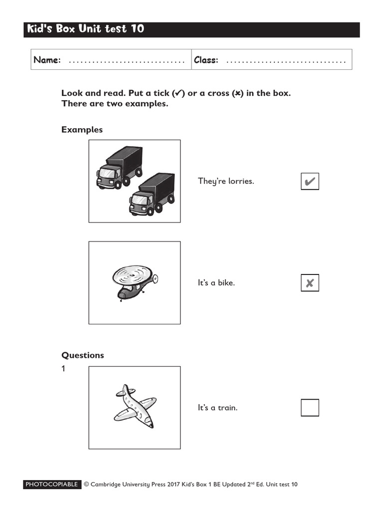 KB Be Level 1 Unit 10 Yle Test | PDF