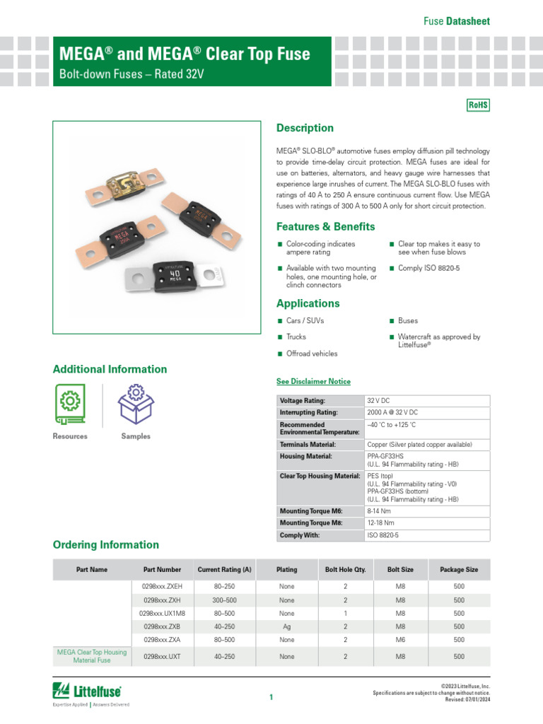 MEGA® Fuse Compliance with ISO 8820-5 | PDF | Fuse (Electrical ...