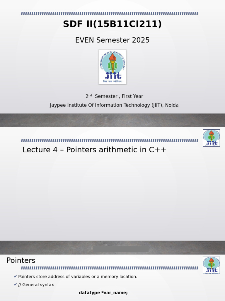 L4 Pointer Arithmetic In C Pdf Pointer Computer Programming Integer Computer Science
