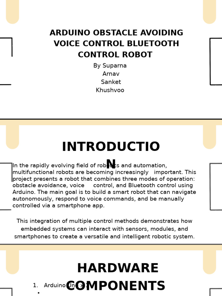 Arduino Obstacle Avoiding Voice Control Bluetooth Control Robot | PDF ...