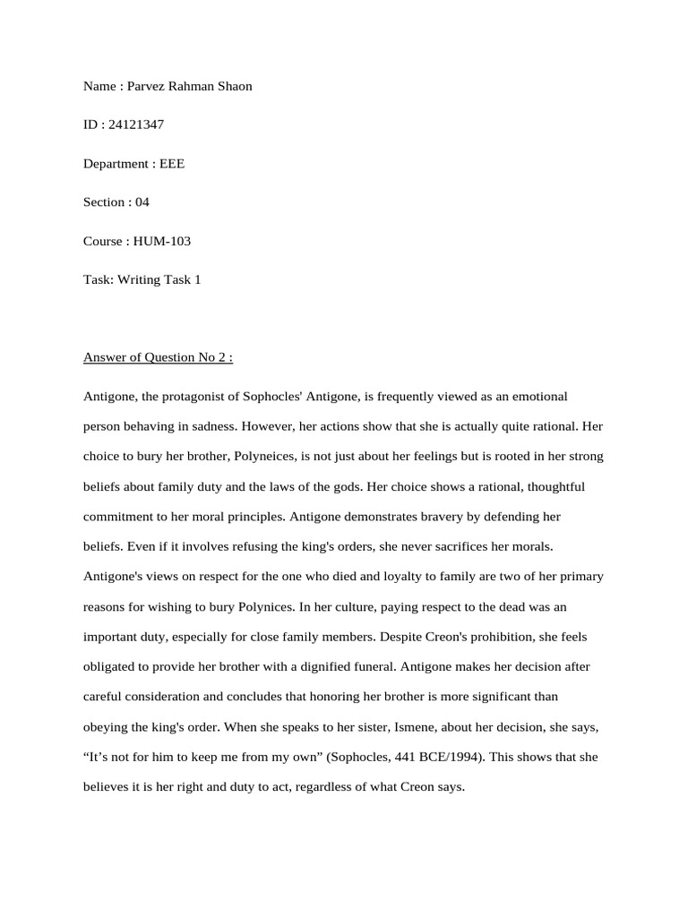 Antigone: Rationality in Defiance | PDF | Sophocles