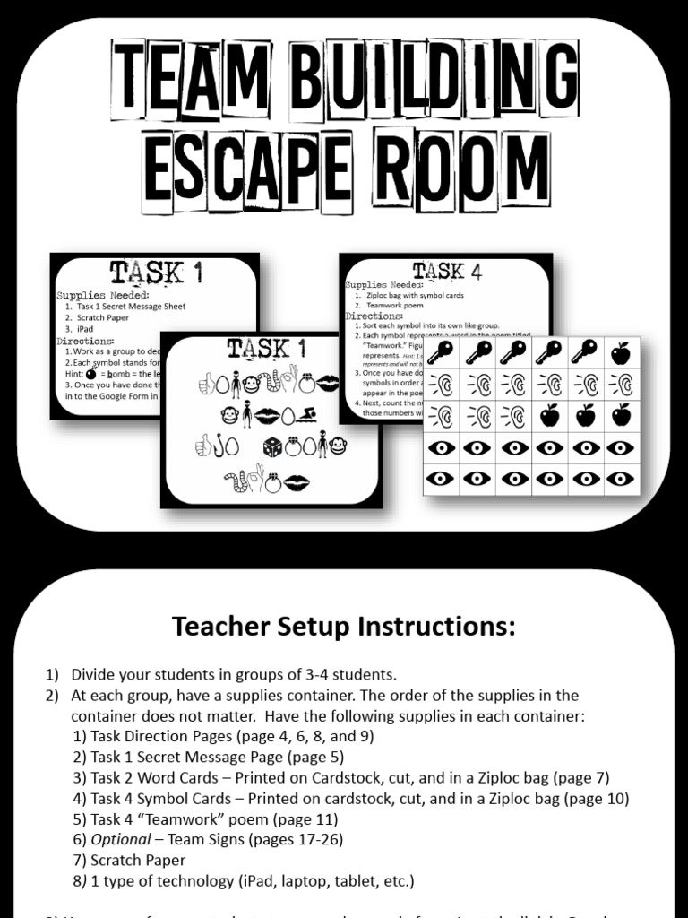 Teacher Instructions for Escape Room Setup | PDF