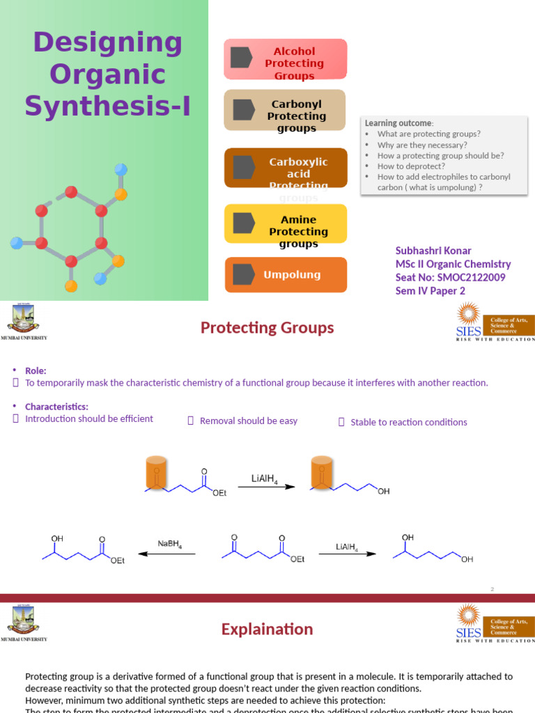 Protecting Groups and Umpolung | PDF | Ester | Amide
