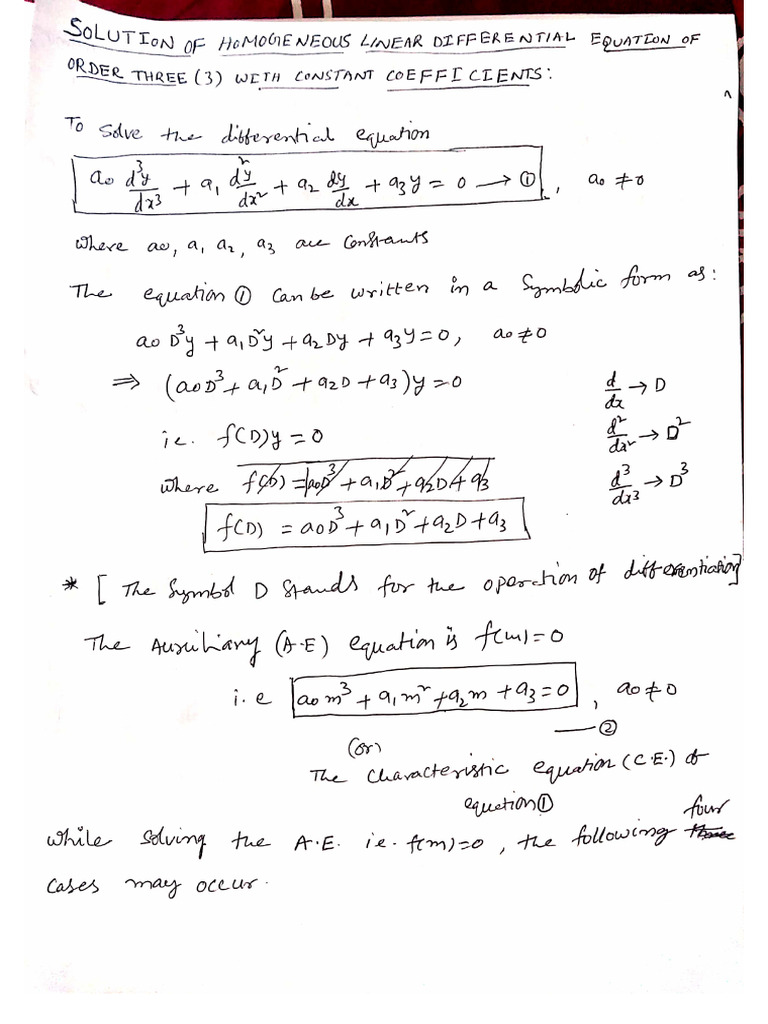 Homogeneous Linear D.E With Constant Coefficient | PDF