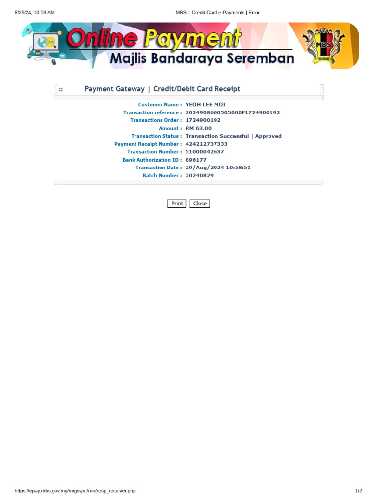 MBS - H-3-14HCredit Card E-Payments - Error | PDF