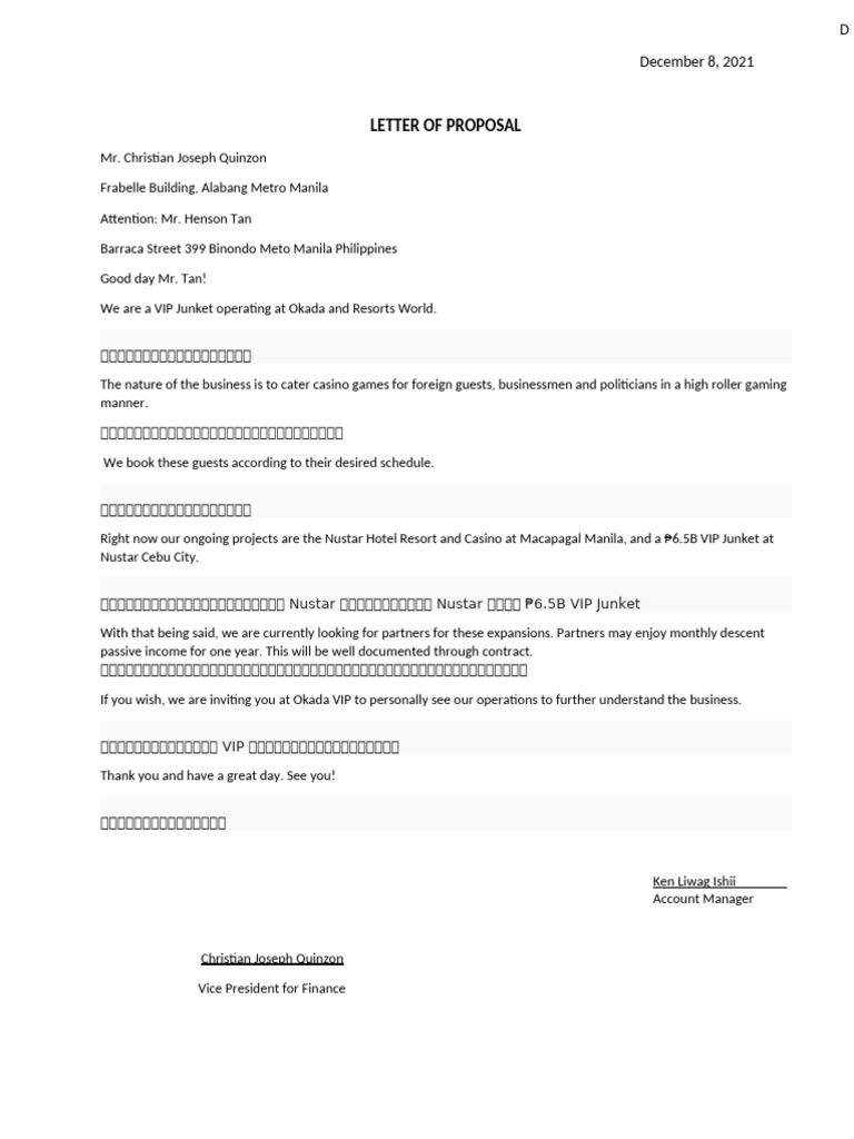 Letter of Proposal | PDF