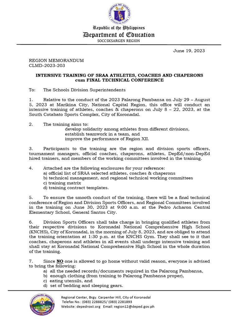 intensive training palaro 2023 | PDF