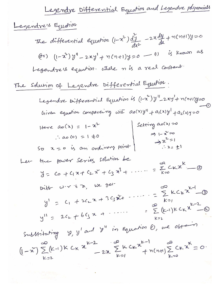 Legendre Differential Equation and Polynomials | PDF