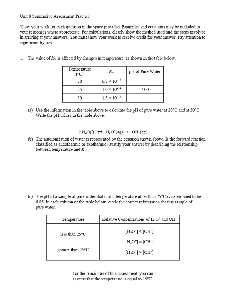 Unit 8 Summative Assessment Guide | PDF | Buffer Solution | Titration