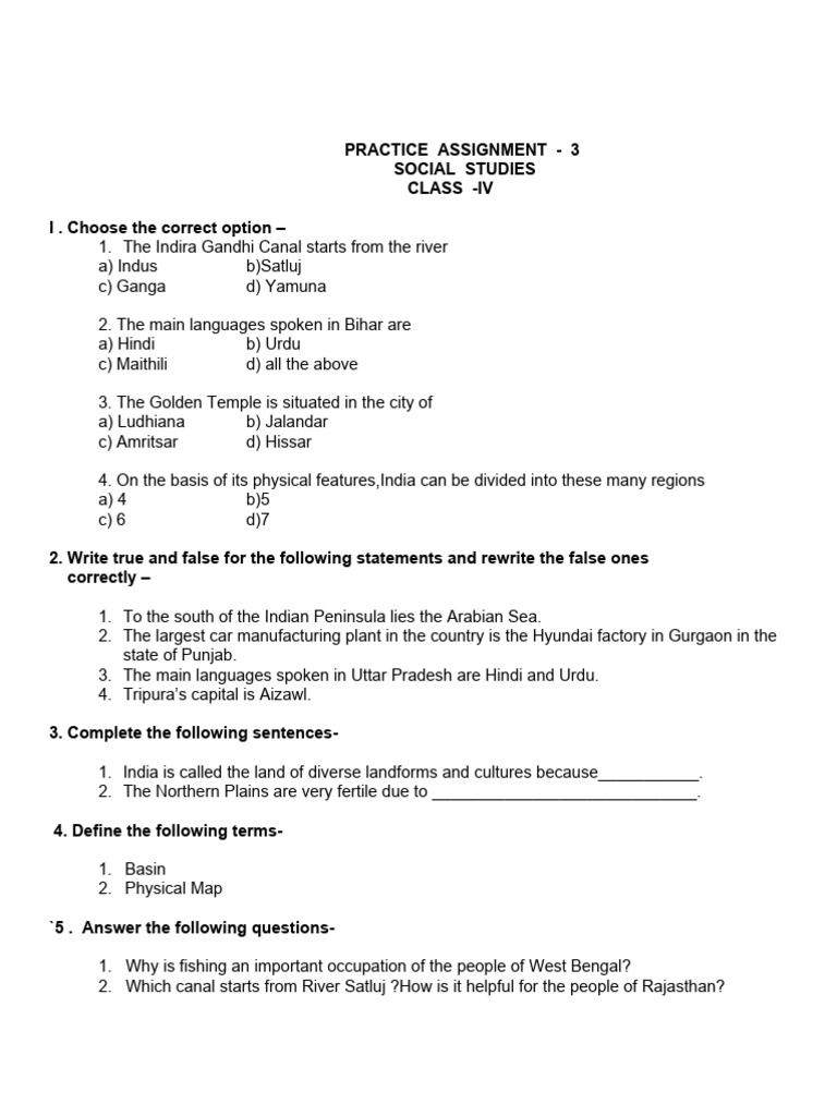 CBSE Class 3 Social Science Worksheet | PDF