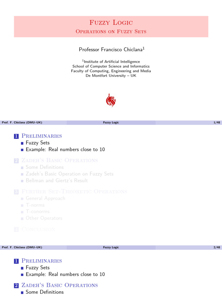 Operations On Fuzzy Sets (Slides) | PDF | Fuzzy Logic | Mathematics Of Computing