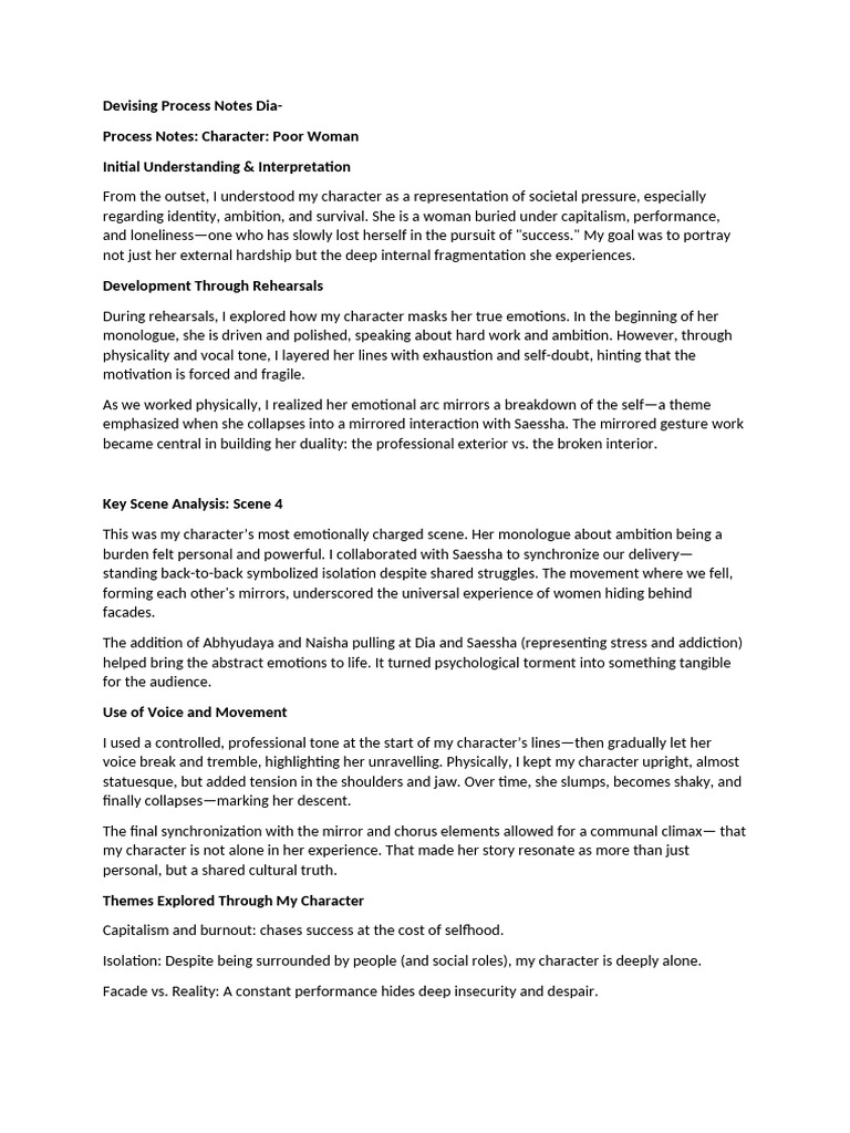Devising Process Notes Dia | PDF | Psychology