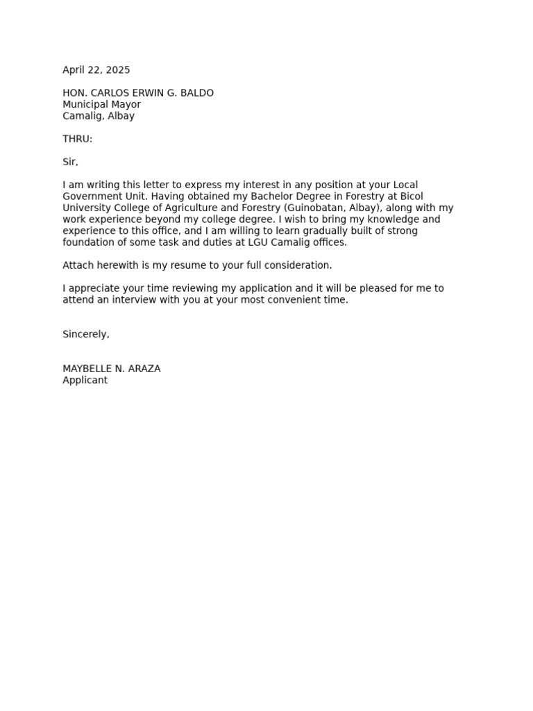 LGU Application Letter | PDF