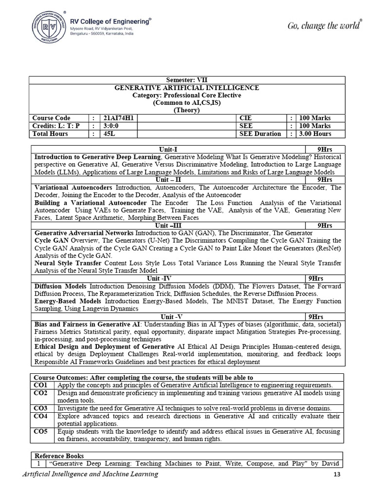 Generative AI 1st Semester Syllabus | PDF | Artificial Intelligence ...