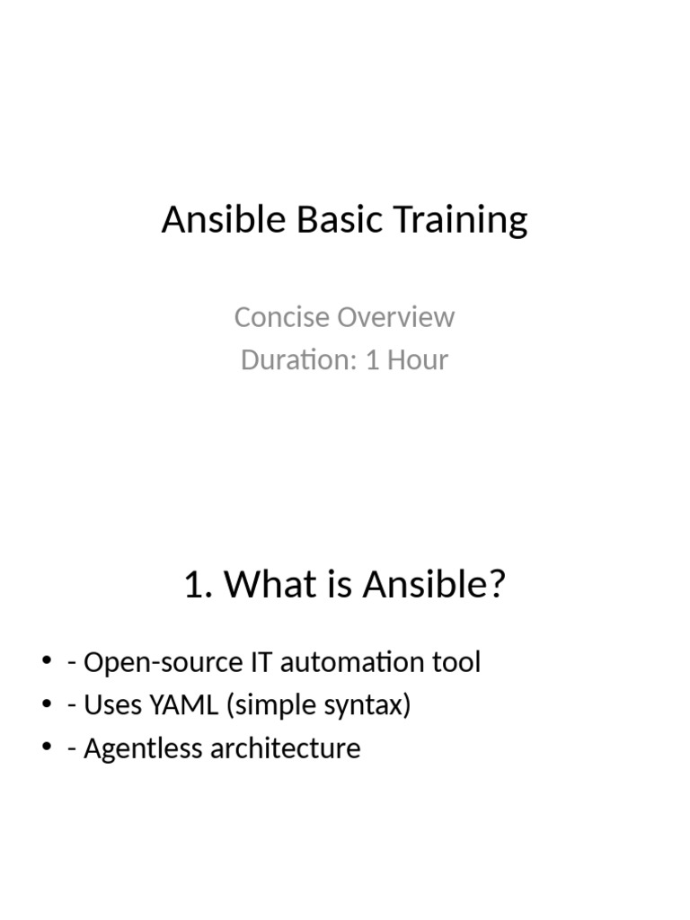 Ansible Basic Training Overview | PDF