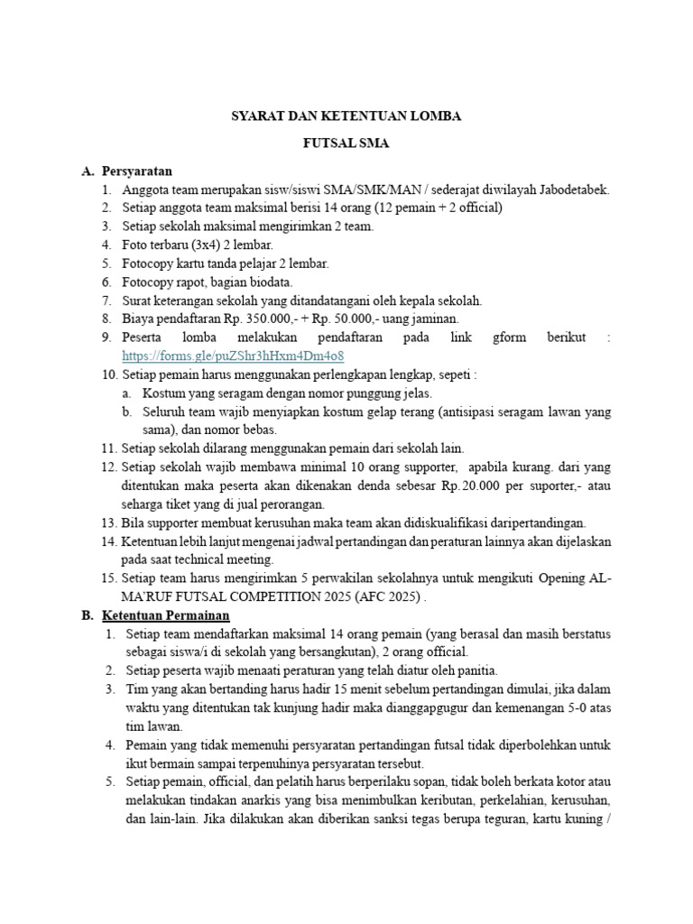 Syarat Dan Ketentuan AFC 2K25 | PDF