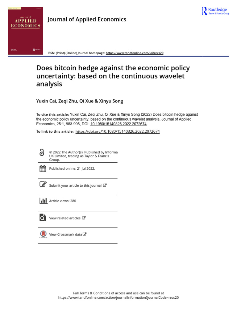 Does Bitcoin Hedge Against The Economic Policy Uncertainty Based On The ...