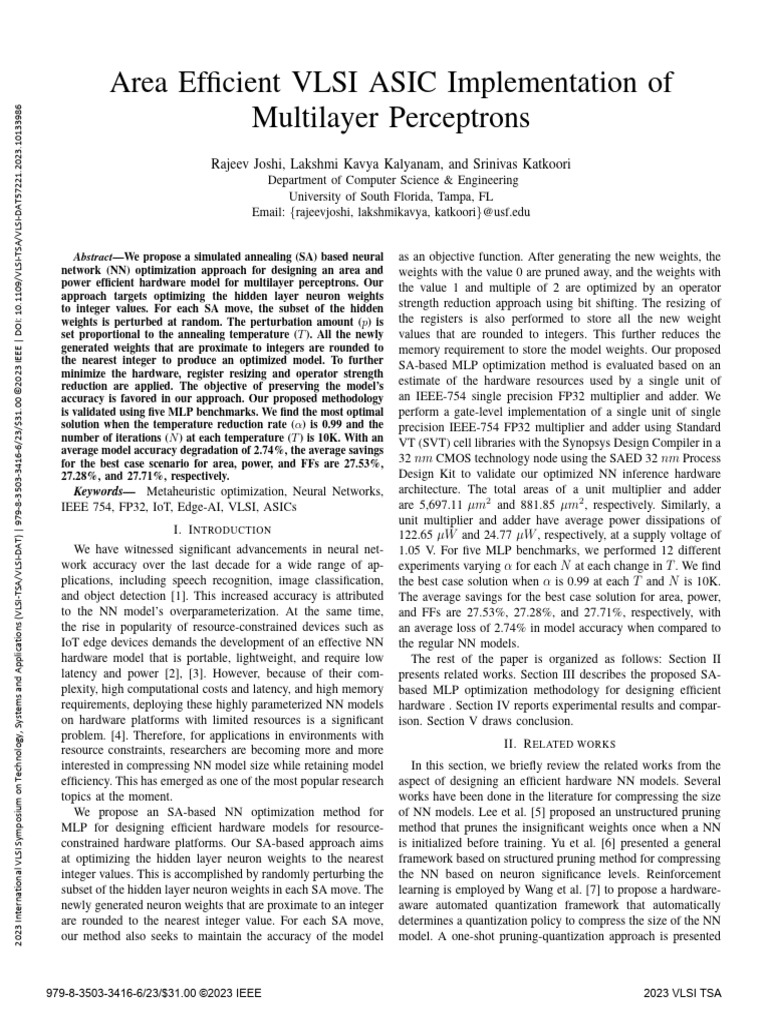 Efficient MLP ASIC Design via SA Optimization | PDF | Mathematical Optimization | Computing
