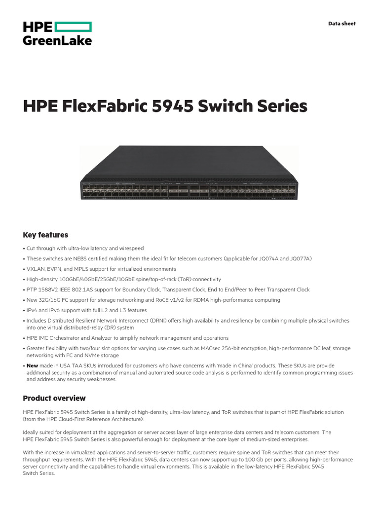 HPE FlexFabric 5945 Switch Series-a00049249enw | PDF | I Pv6 | Computer ...
