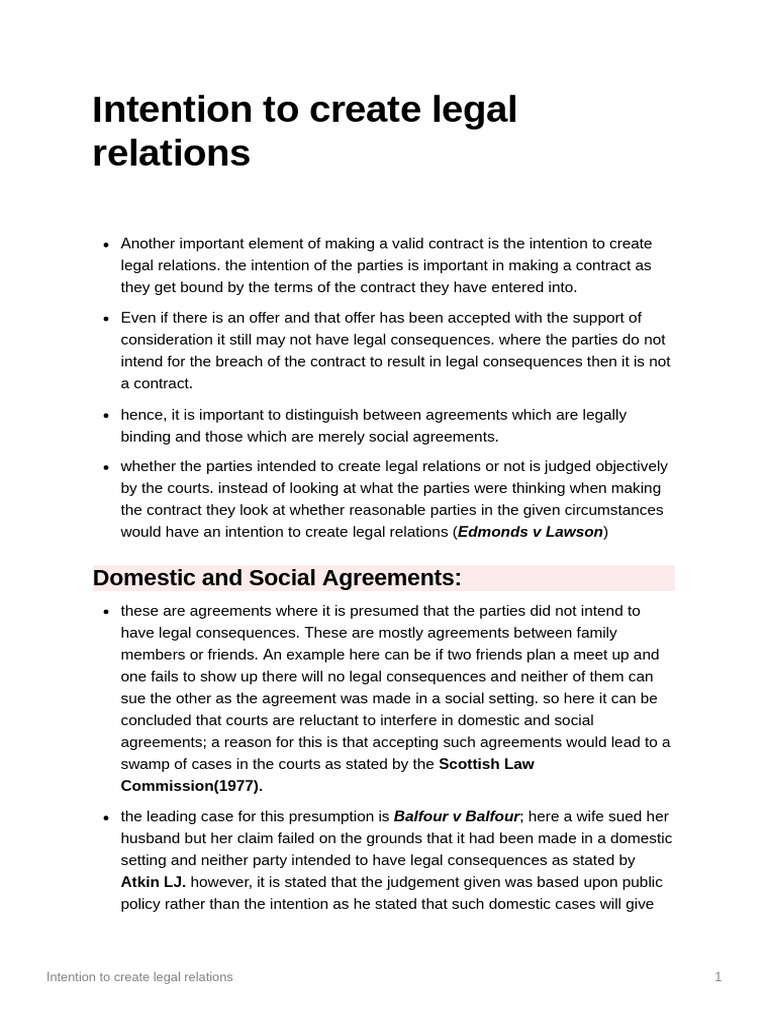 Understanding Legal Intent in Contracts | PDF | Common Law | Justice