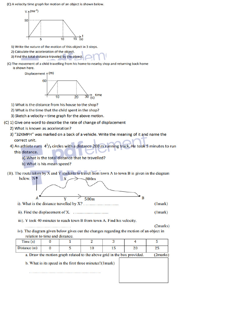 Grade 10 Unit 2 Unit Tets Paper With Answers | PDF | Acceleration ...