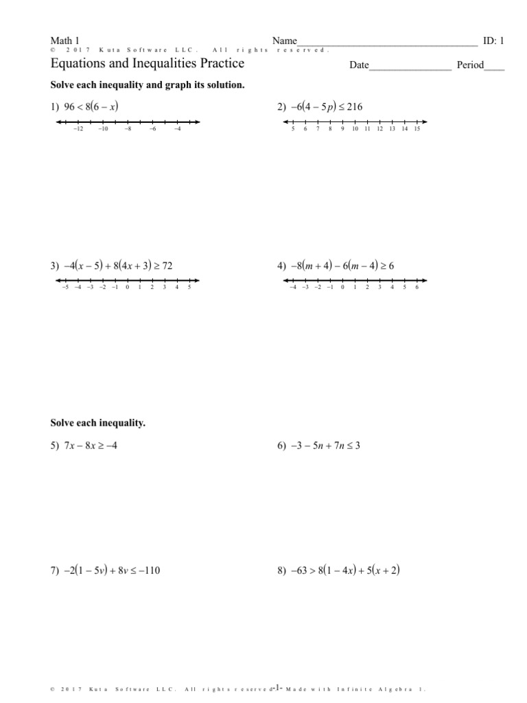Equations and Inequalities Worksheet | PDF | Mathematics | Mathematical ...